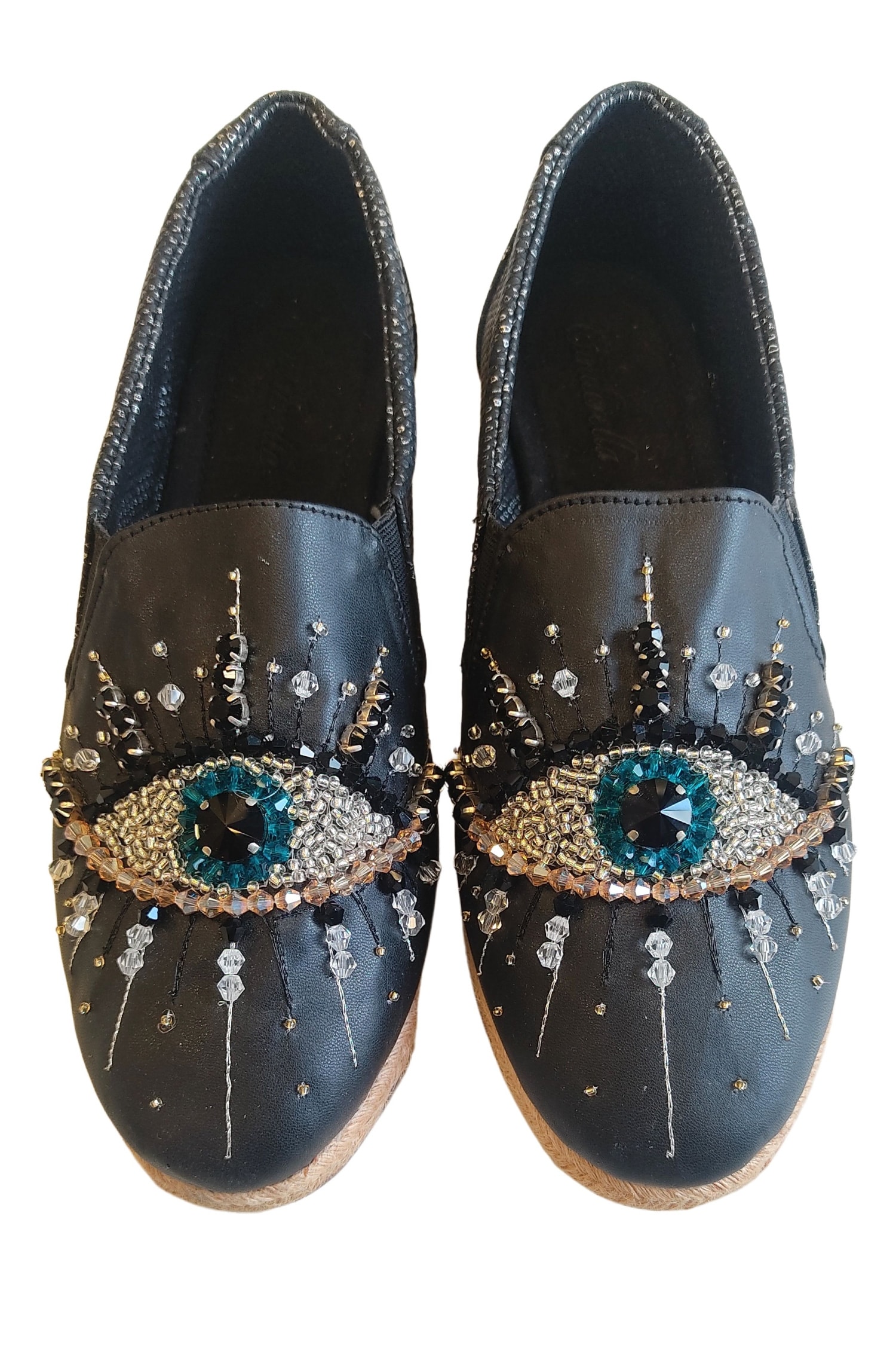 Buy Black Embroidered Nazar Shoes by Cinderella by Heena Yusuf Online ...