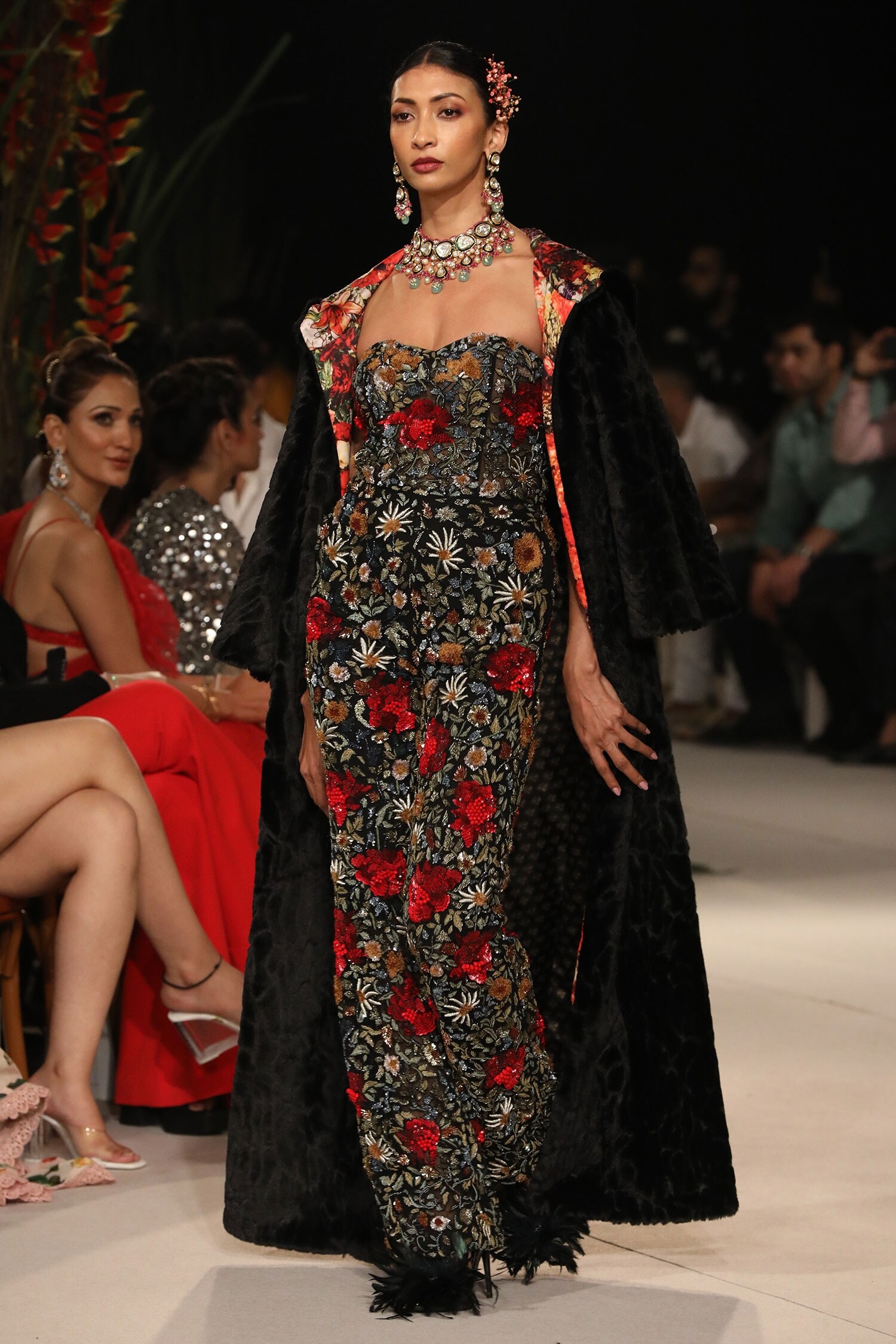 Buy Varun Bahl Tulle Black Embroidered Strapless Jumpsuit Online | Aza ...