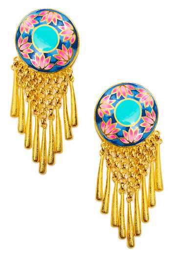 Buy Blue Lotus Fringe Dangler Earrings by Aditi Bhatt Online at Aza ...
