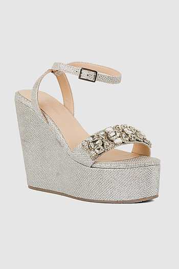 Buy Silver Karter Open Toe Wedges by Vanilla Moon Online at Aza Fashions.