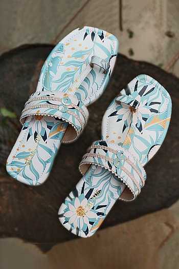 Buy Tic Tac Toe Footwear Multi Color Pu Leather Azure Tropical ...