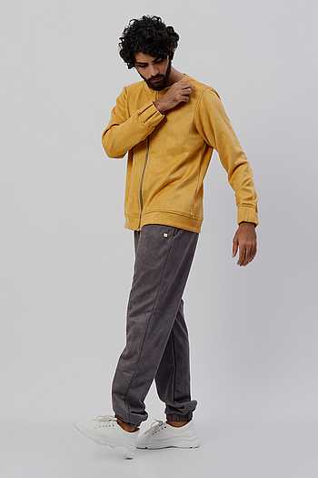 Buy Yellow Suede Jacket For Men by Emblaze Online at Aza Fashions.