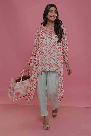 Buy Seams Pret And Couture Pink Georgette Sandra Geometric Print Tunic ...