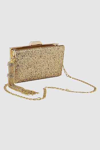 Buy Gold Amara Frame Clutch With Sling by Quirky Tales Online at Aza ...