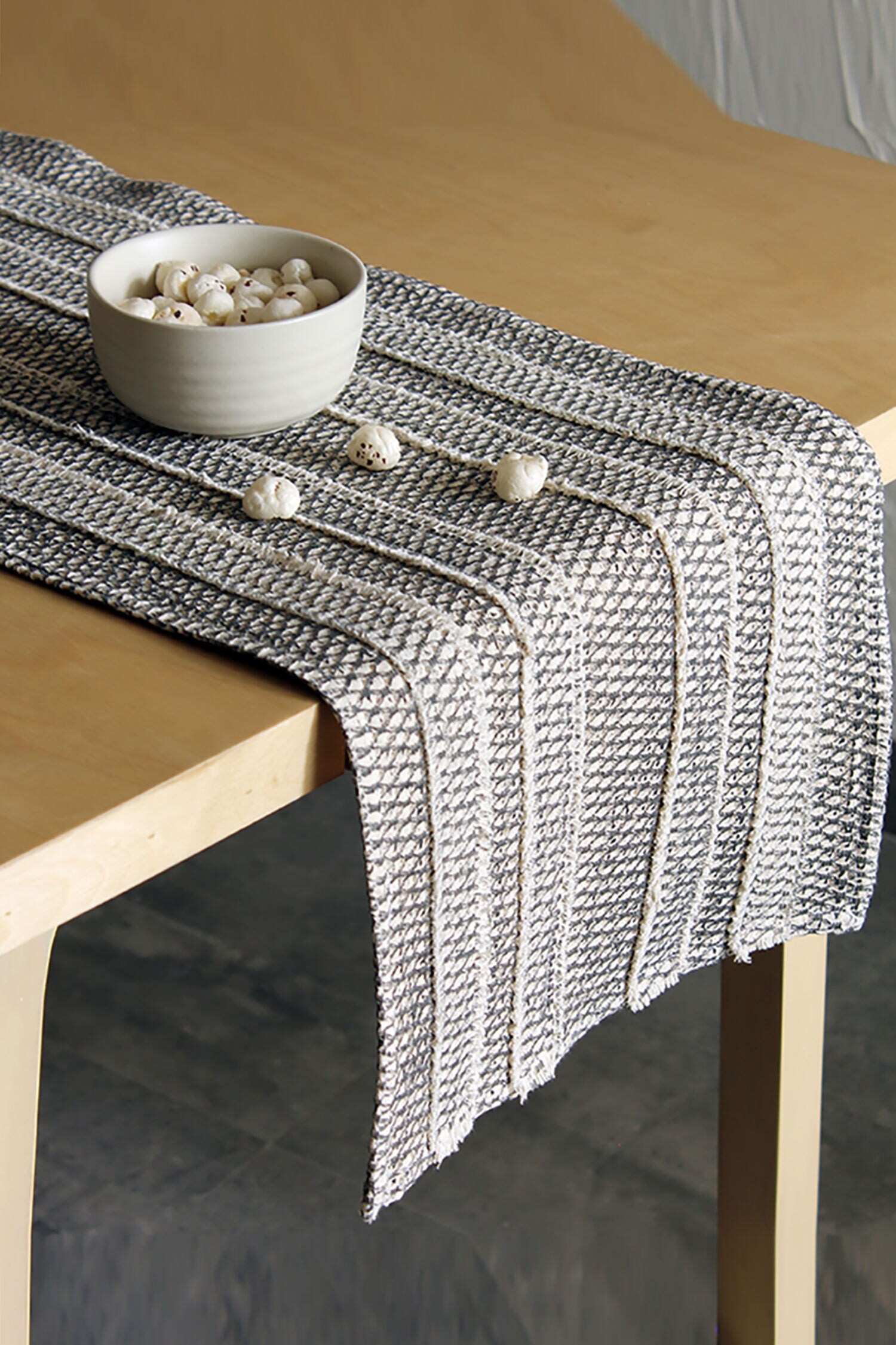 Buy Black 100% Cotton Hammock Beach Textured Table Runner by House This ...