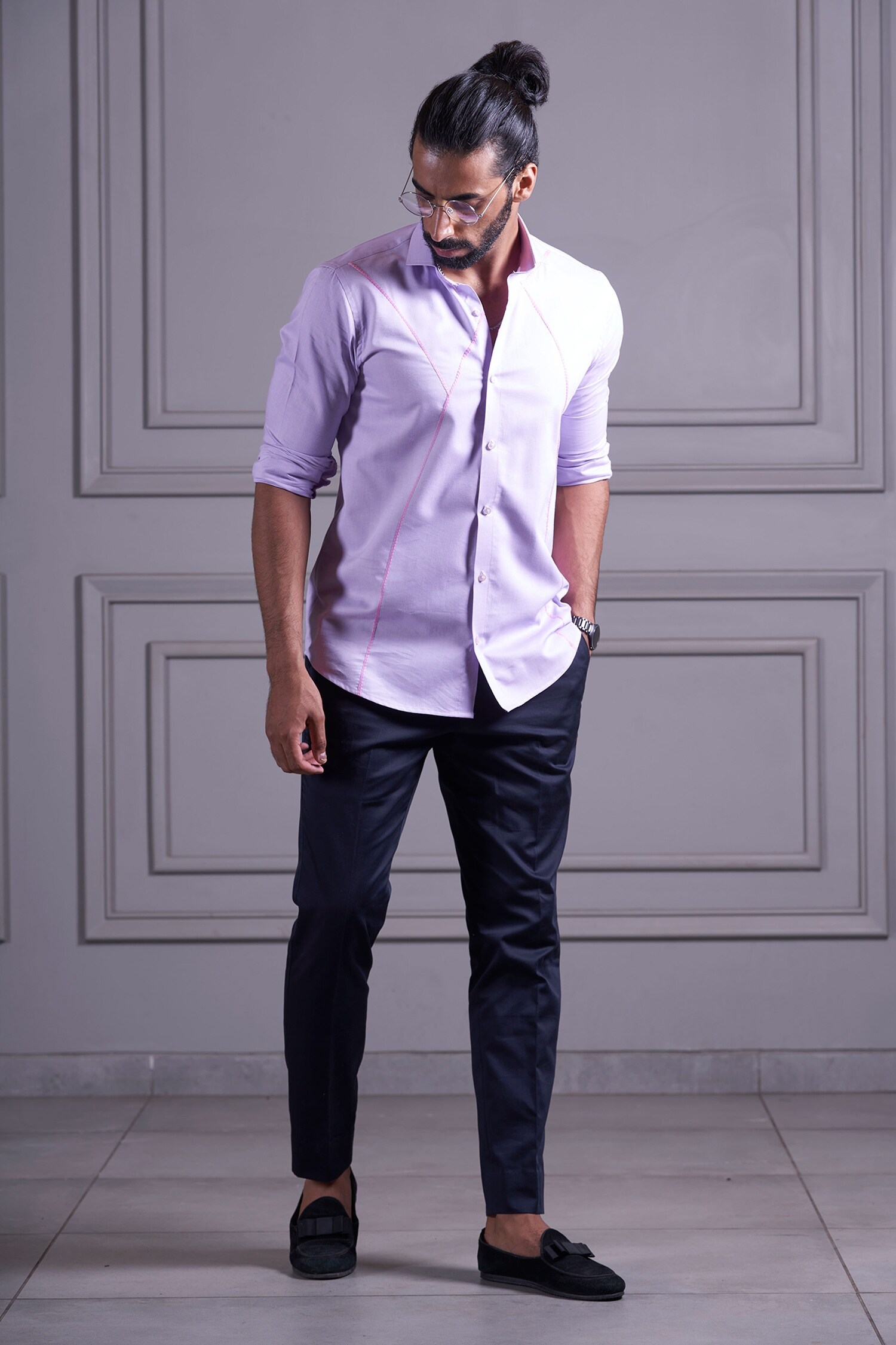 Buy Purple Cotton Embroidery Thread Shirt For Men by Agape Online at ...