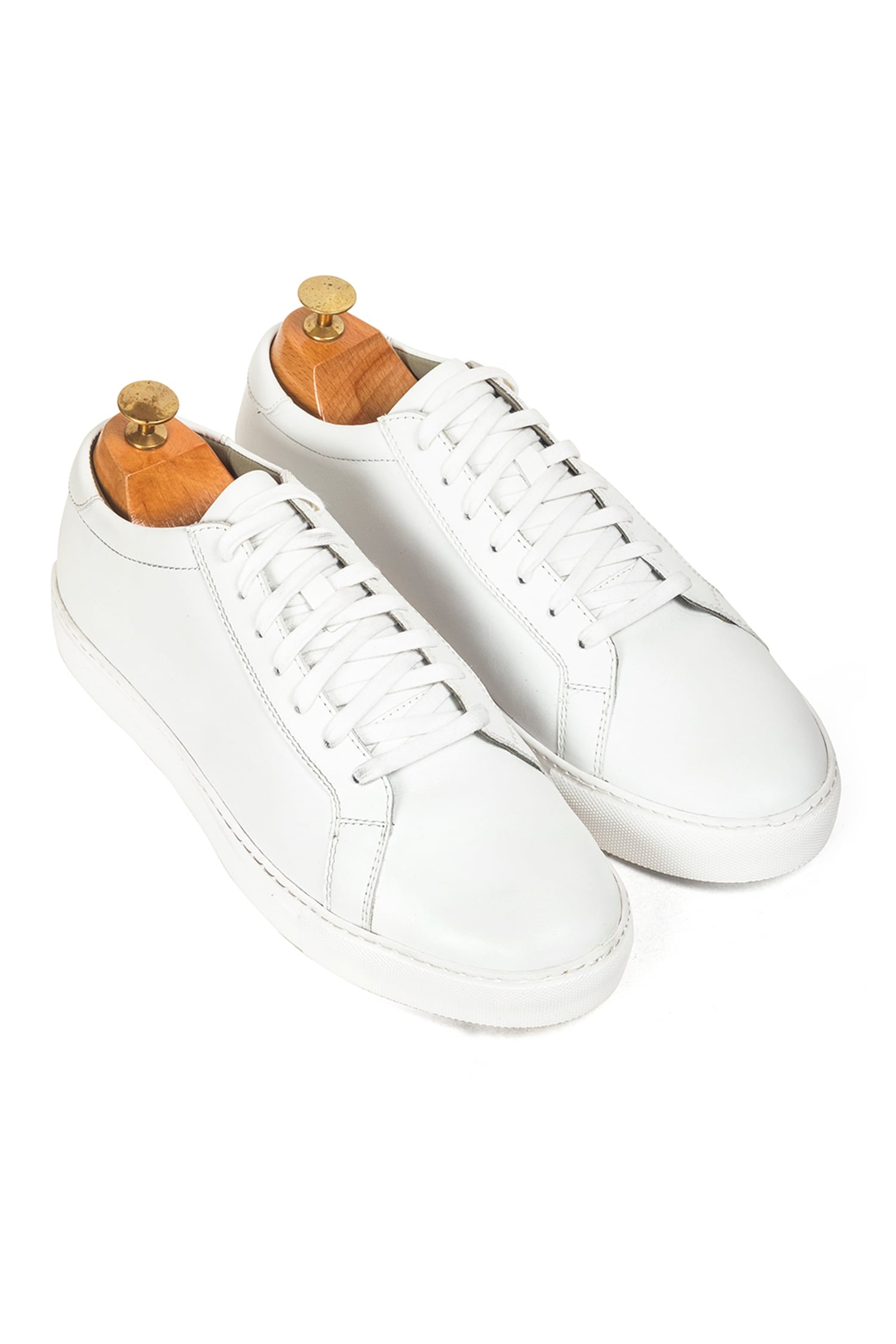 Buy White Solid Handcrafted Leather Sneakers For Men by Domani Online ...