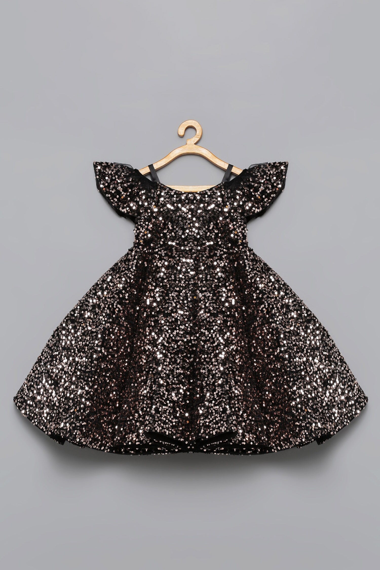 Buy Black Dress: Velvet And Tulle Hand Embroidered Sequin Structured ...