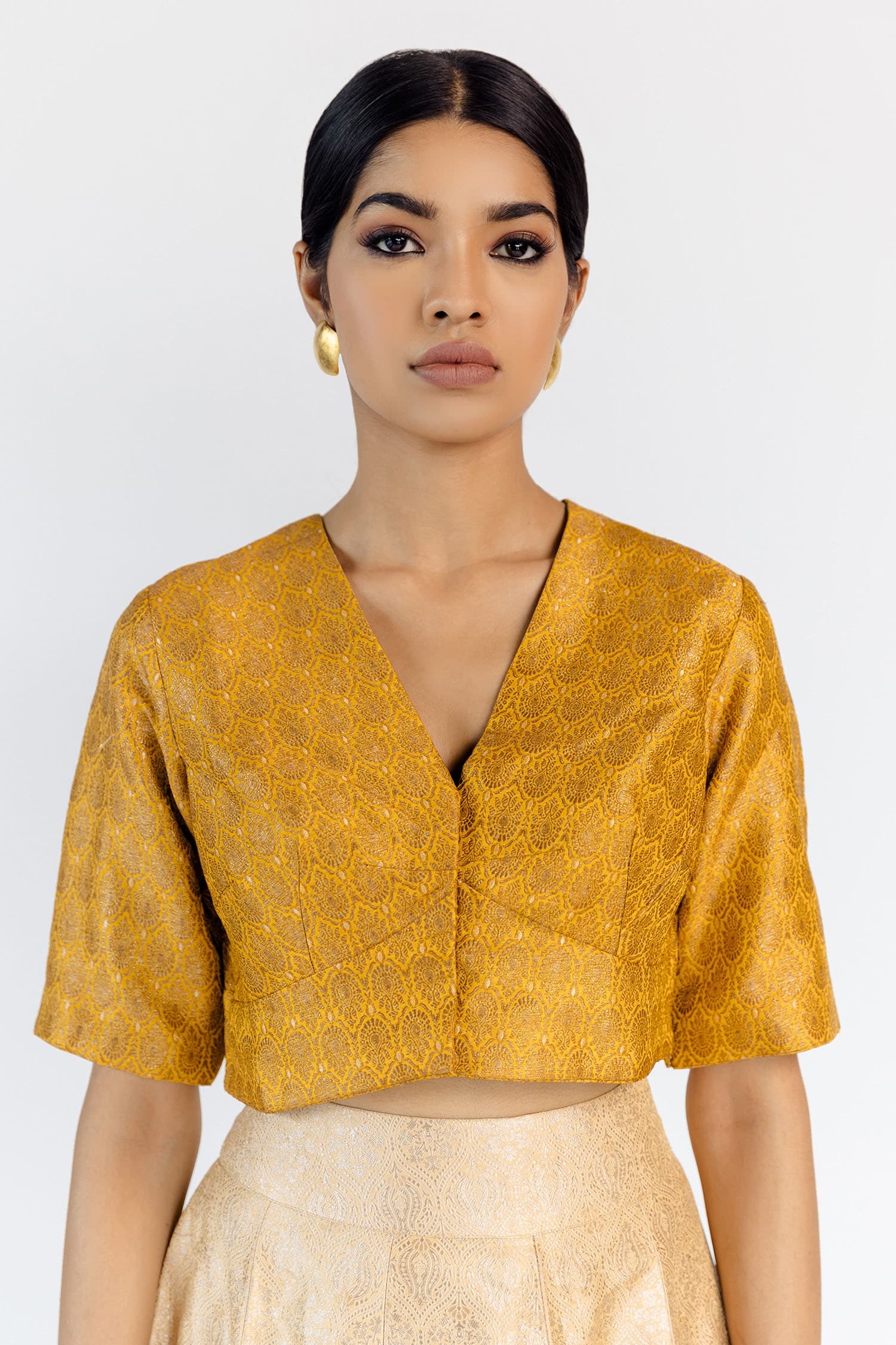 Buy Mimamsaa Purple Silk Brocade Lilia Princess Cut Blouse Online | Aza ...