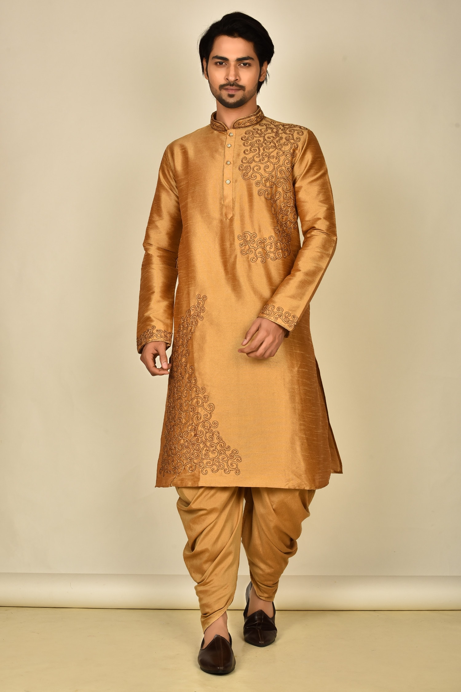 Buy Gold Embroidered Aari Work Kurta Set For Men by Arihant Rai Sinha ...