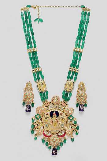 Buy Dugran By Dugristyle Meenakari Temple Pendant Necklace Jewellery ...