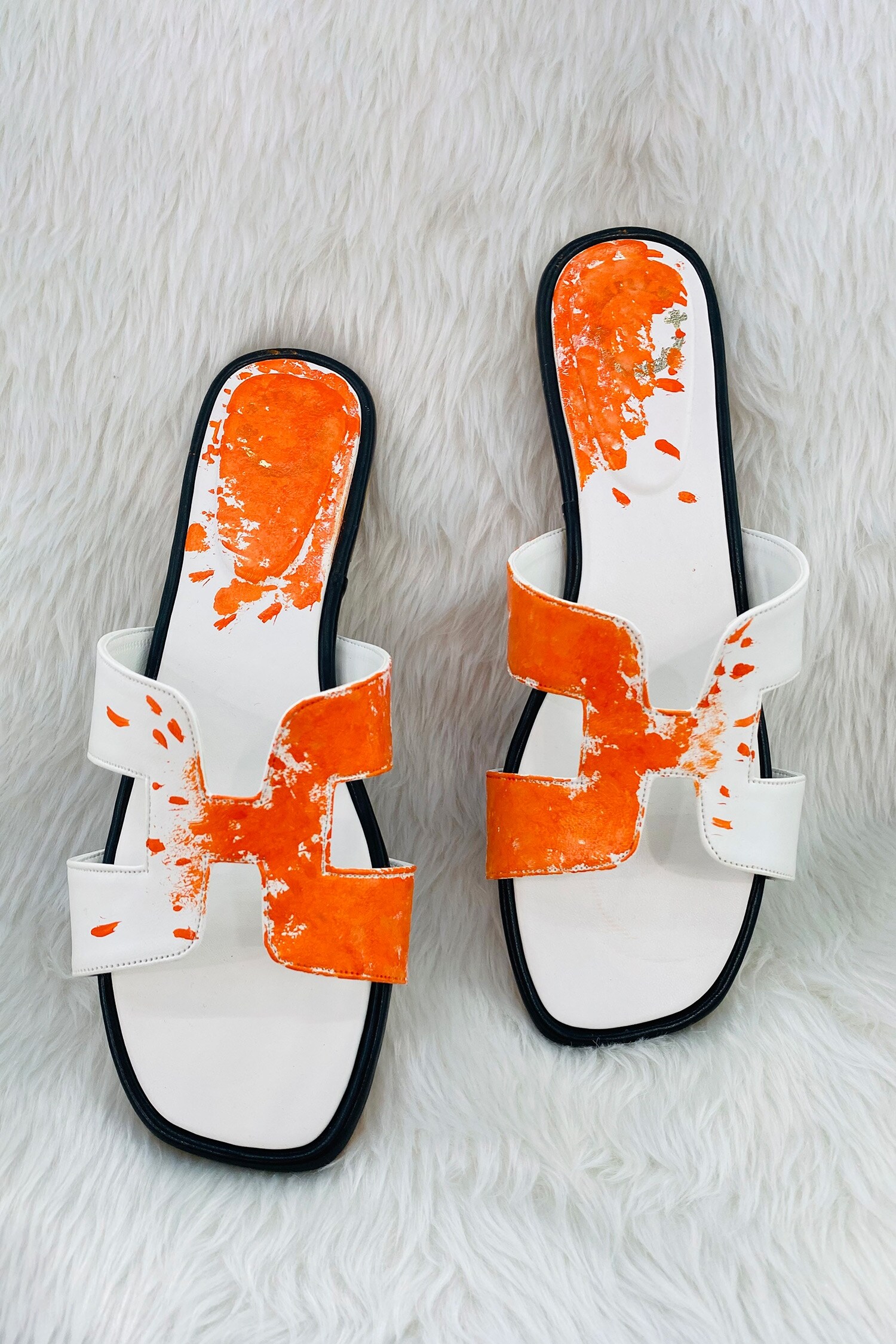 Buy White Hand Painted Splash Flats by Rajasthani Stuff Online at Aza ...