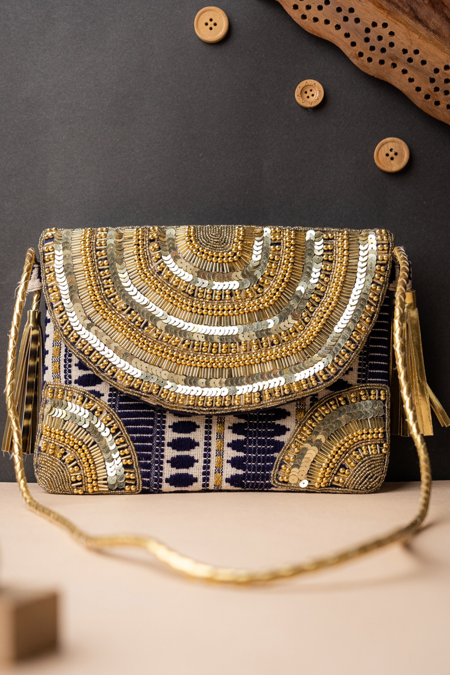 Buy Blue Embroidered Rectangle Clutch by NR BY NIDHI RATHI Online at ...