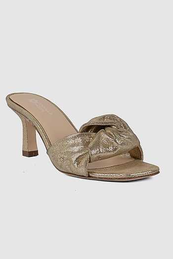 Buy Gold Dotty Front Knot Heels by Vanilla Moon Online at Aza Fashions.