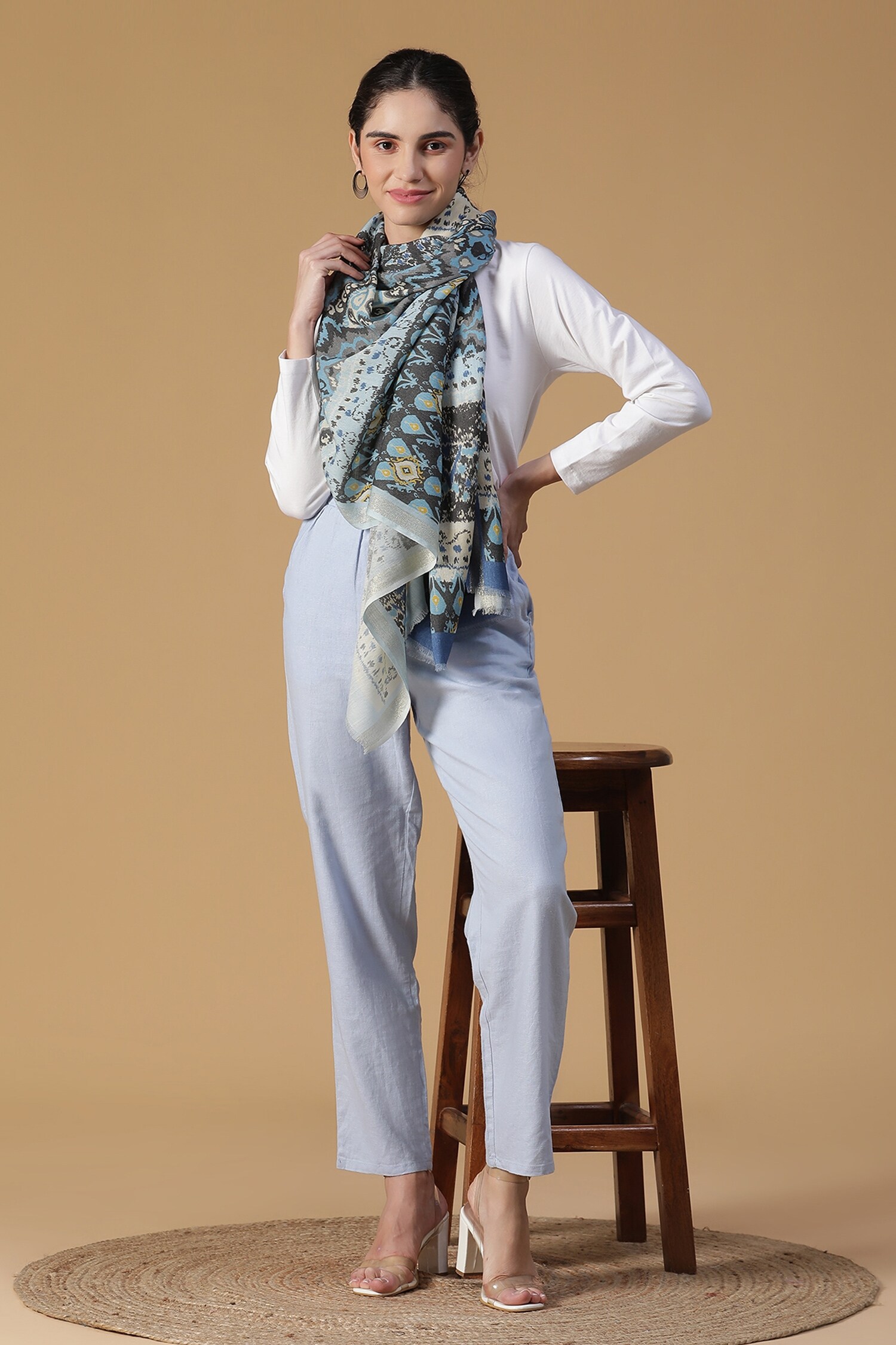 Buy Blue Printed Floral Stole by SHINGORA Online at Aza Fashions.