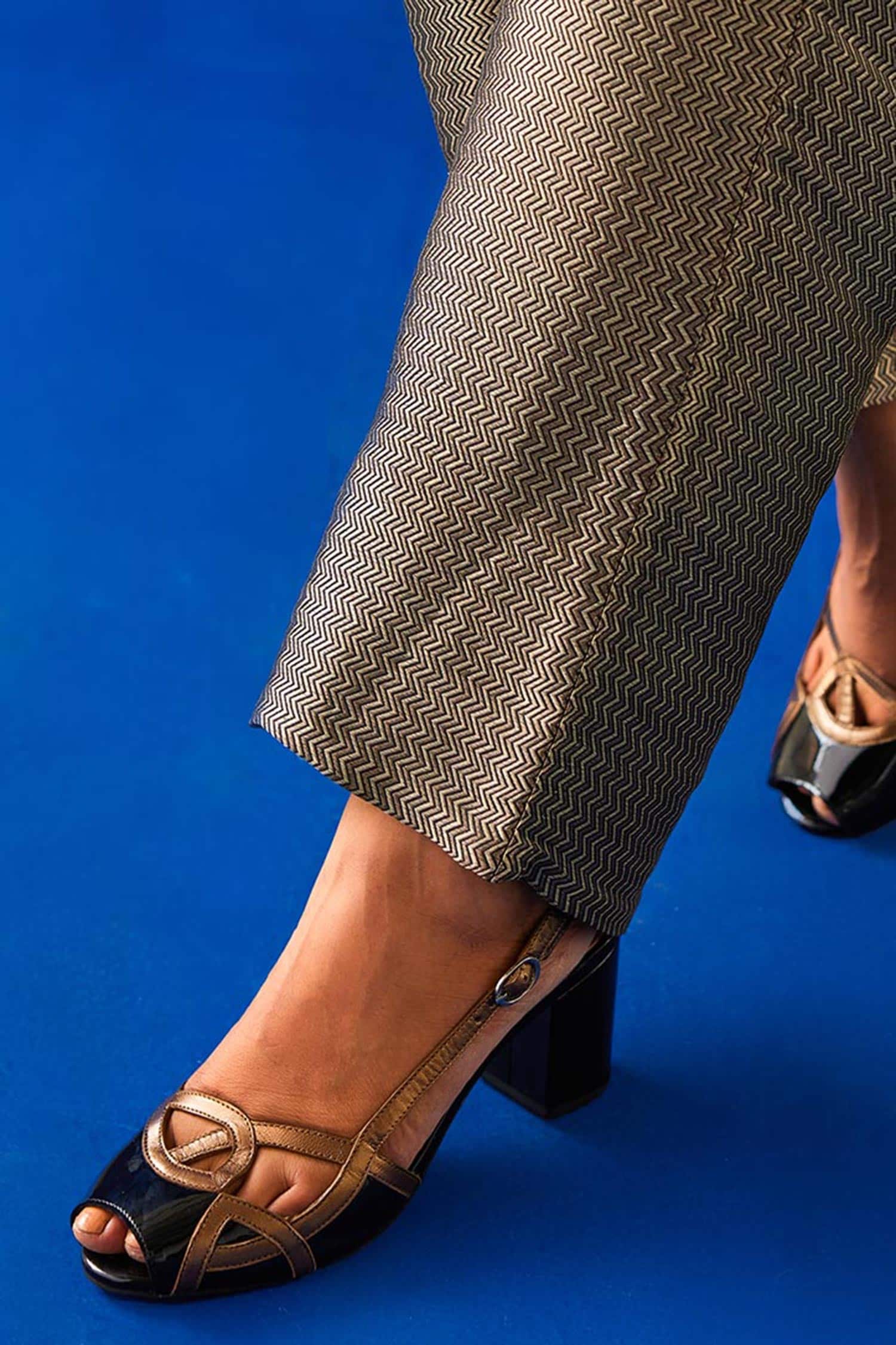 Buy Black Kori Peep Toe Block Heels by OCEEDEE Online at Aza Fashions.