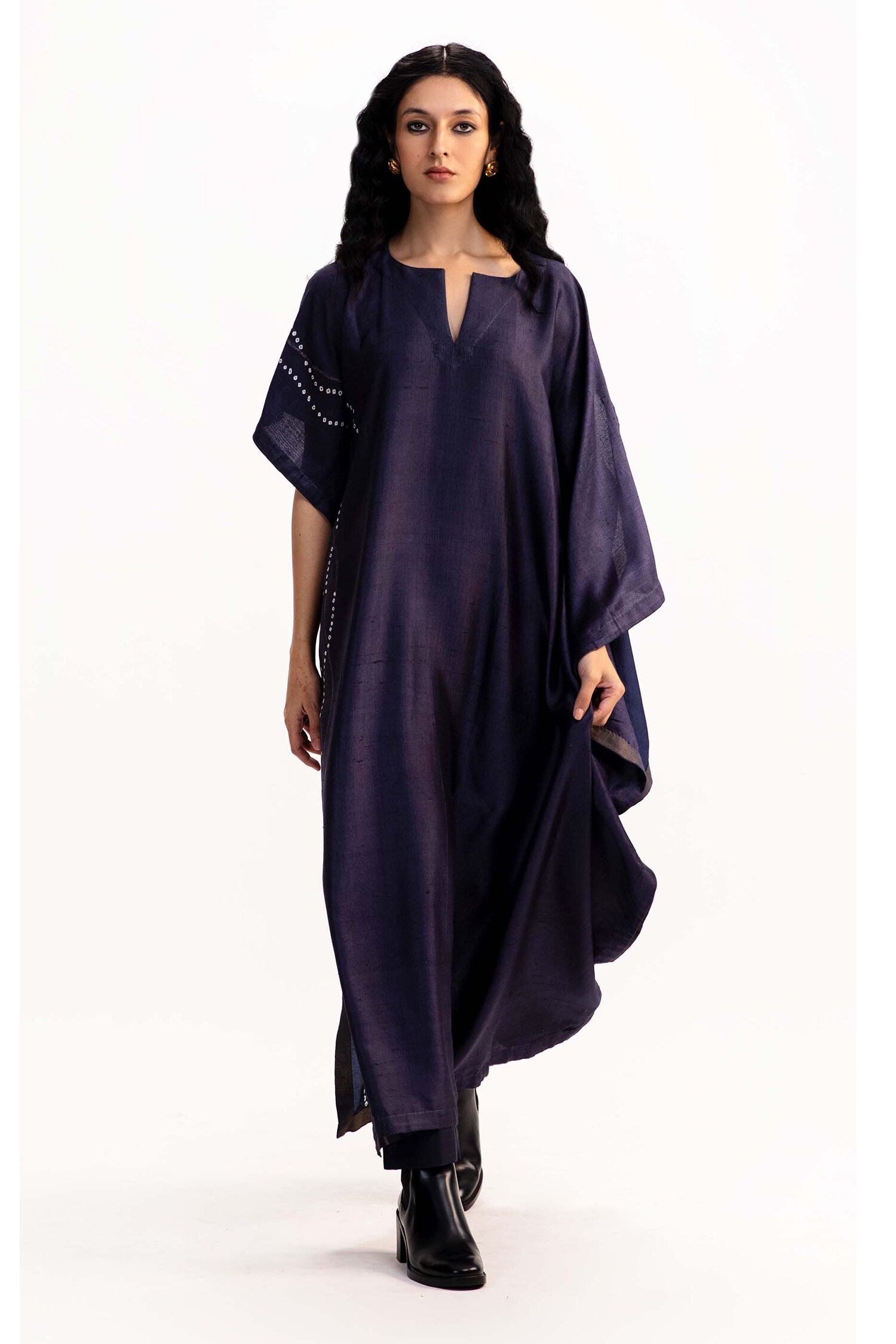 Buy Studio Medium Blue Lehar Handwoven Jamban Kaftan Online | Aza Fashions