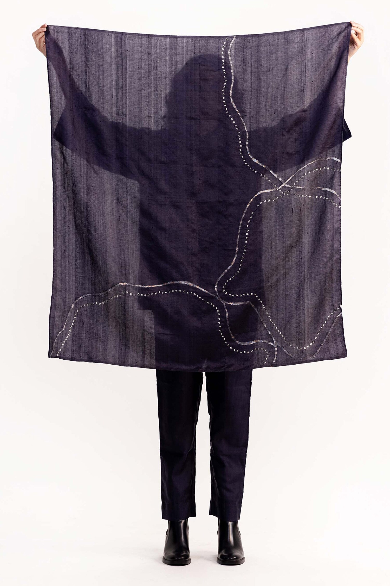 Buy Blue Jamban Handwoven Bengal Silk Scarf by Studio Medium Online at Aza Fashions.