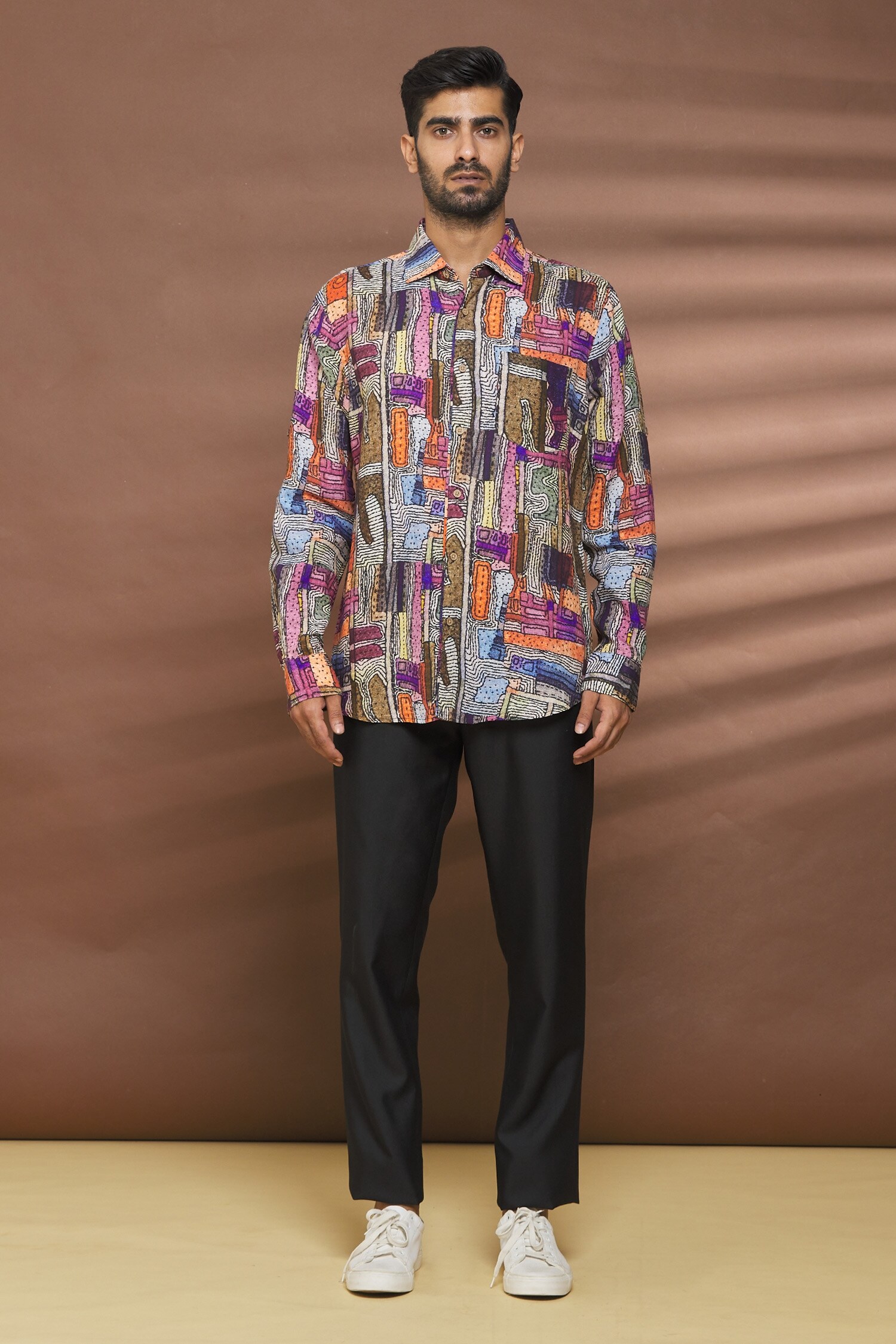Buy Linen Bloom Multi Color Linen Tokyo Print Shirt Online | Aza Fashions