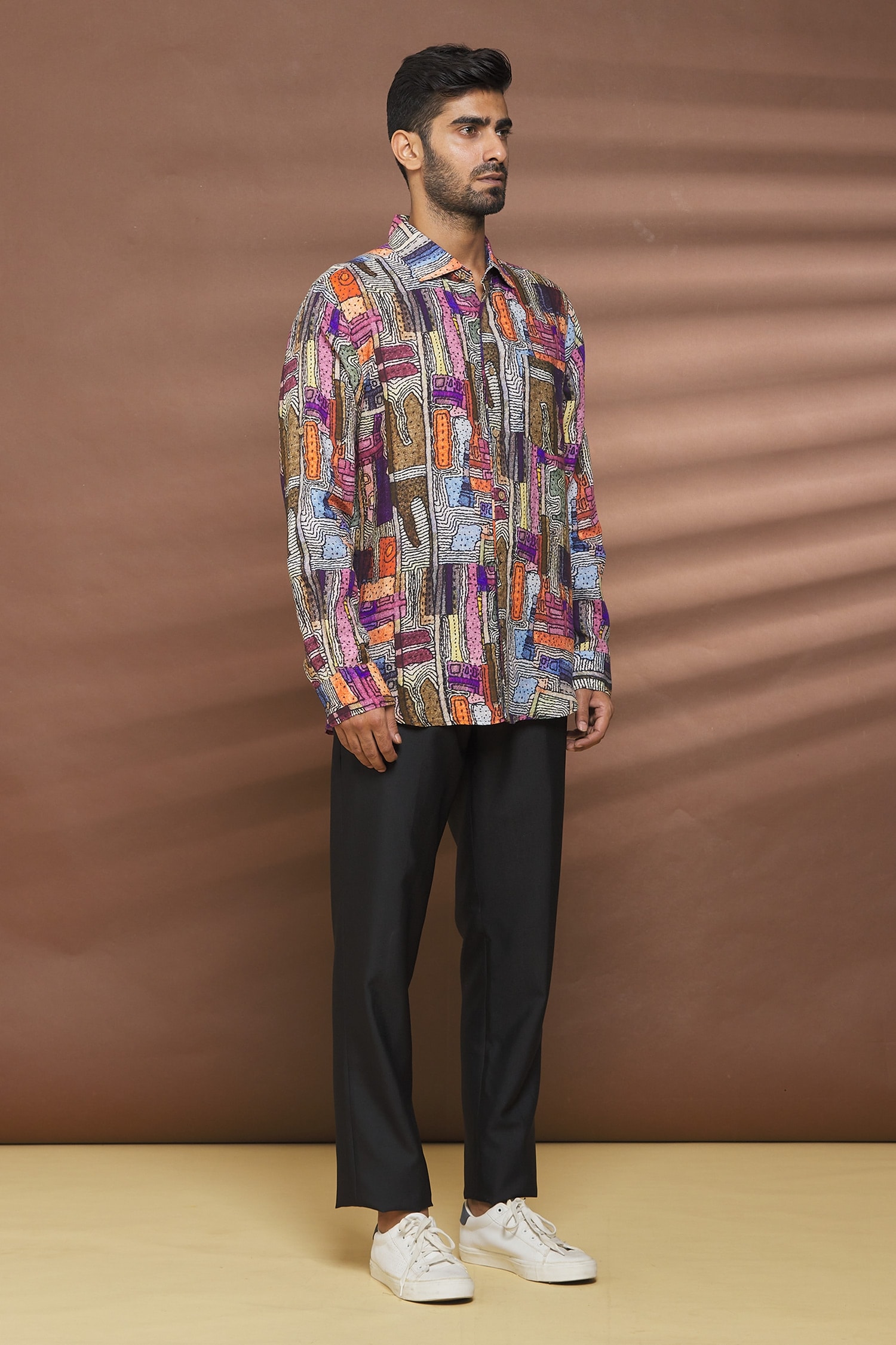 Buy Linen Bloom Multi Color Linen Tokyo Print Shirt Online | Aza Fashions