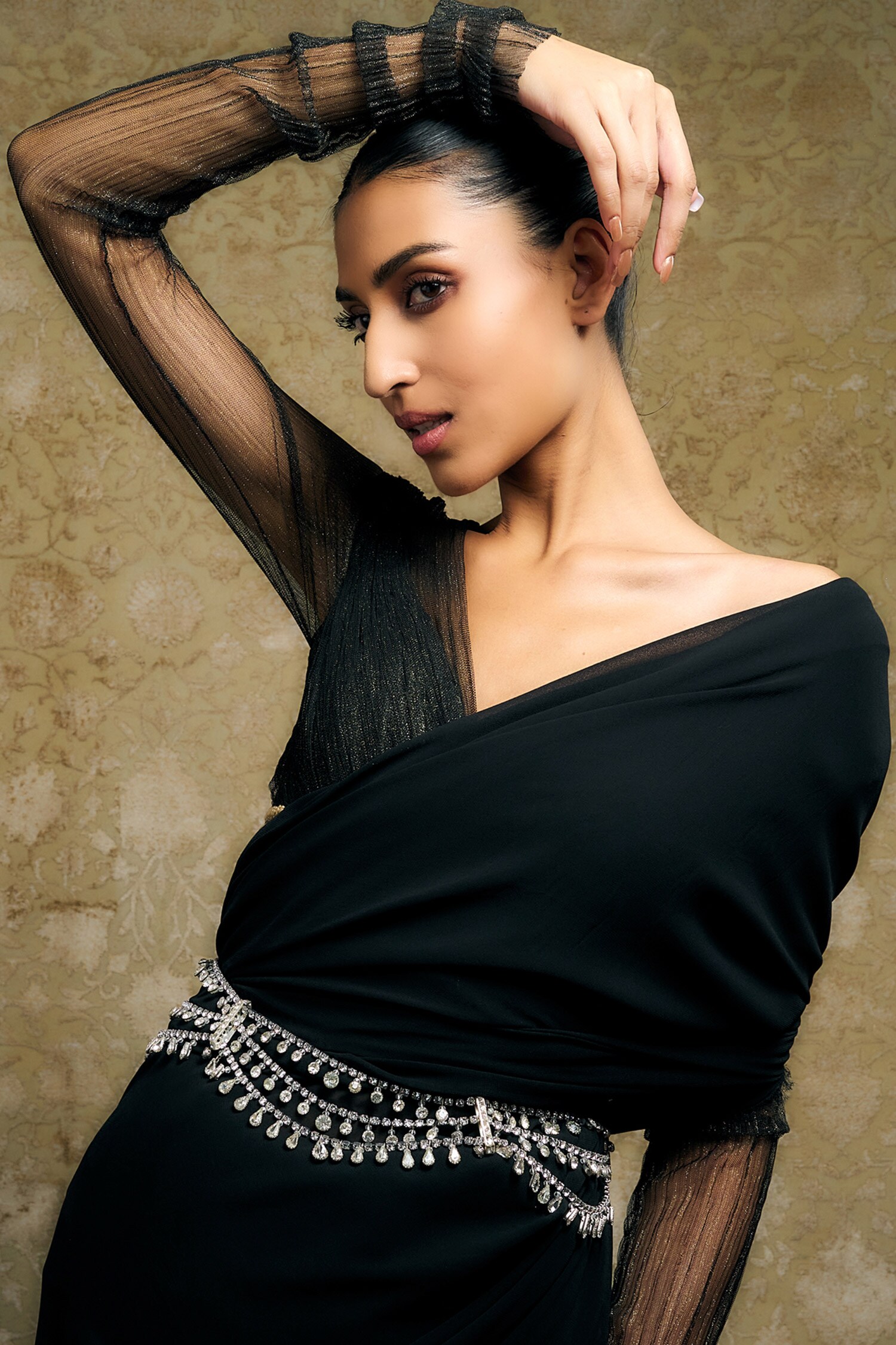 Buy Tarun Tahiliani Draped Crystal Embellished Belt Online | Aza Fashions