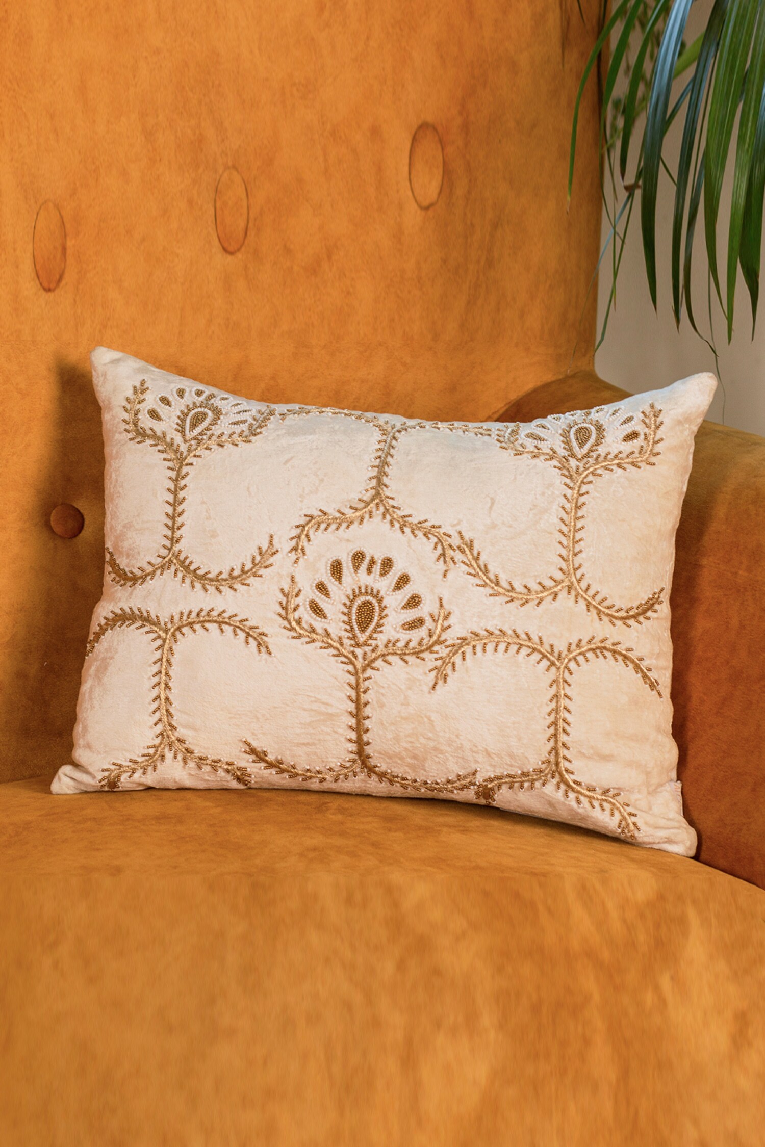 Buy Floral Embroidered Cushion Cover by ALCOVE at Aza Fashions