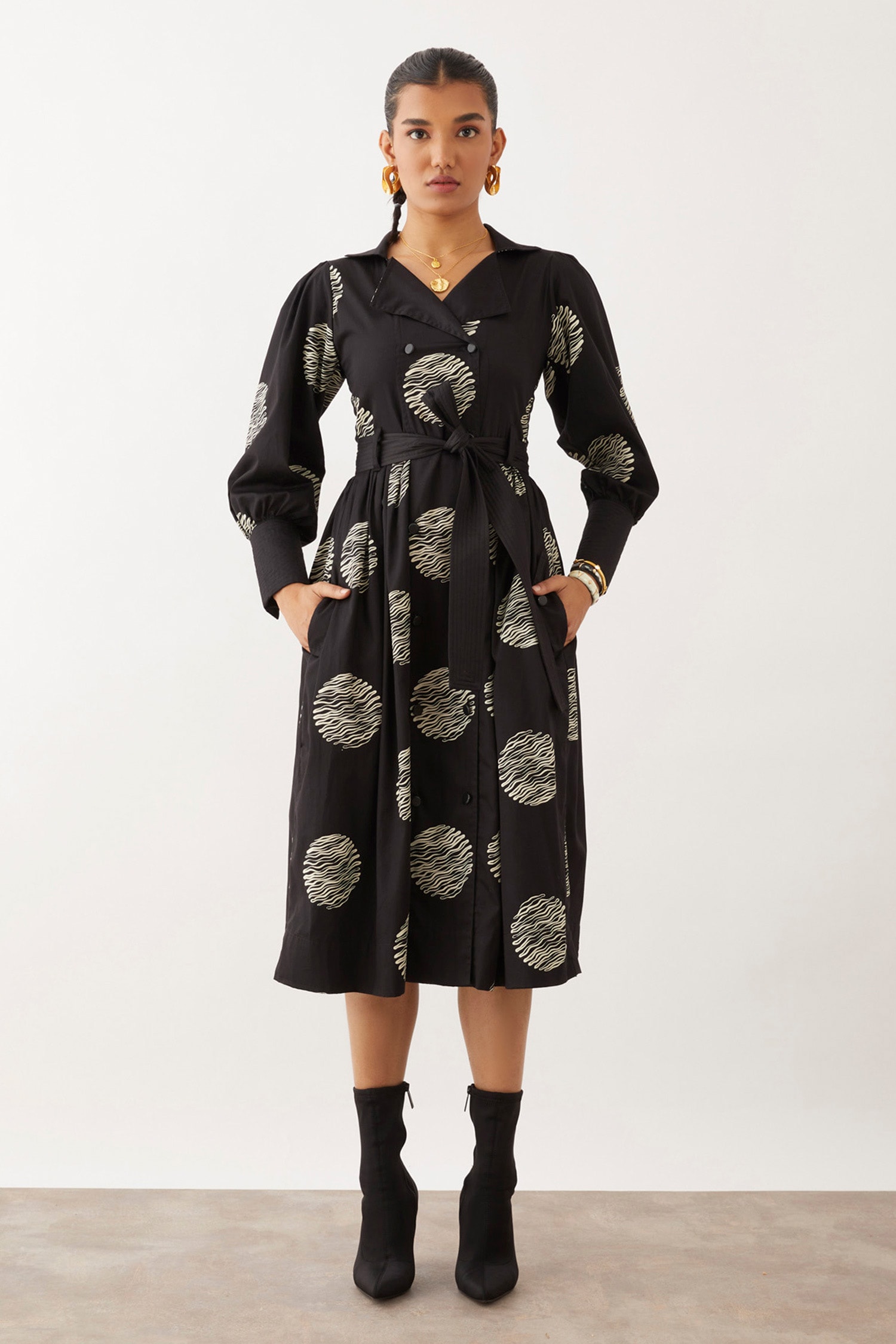 Buy Son of A Noble Snob Black Premium Cotton Satin Milori Ripple Print ...