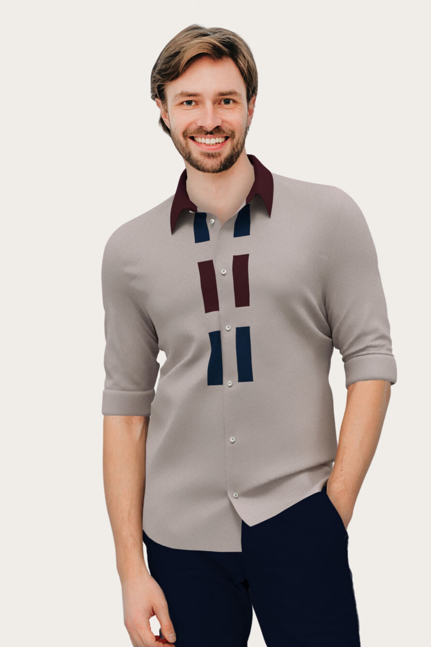 Buy Grey 100% Twill Cotton Color Block Pattern Shirt For Men by HeSpoke ...