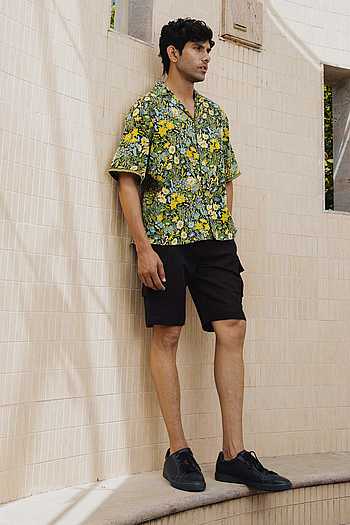 Buy Multi Color Shirt - Cotton Moss Printed Floral Cedric For Men by ...