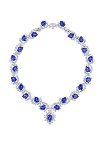 Buy Sapphire Embellished Necklace by DIOSA PARIS JEWELLERY at Aza Fashions