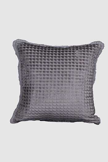 Buy Grey Velvet Square Box Pattern Cushion Cover by La Paloma Online at ...