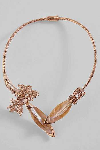 Buy Pink Mother Of Pearl Le Palm Serefina Open Choker Necklace by ...