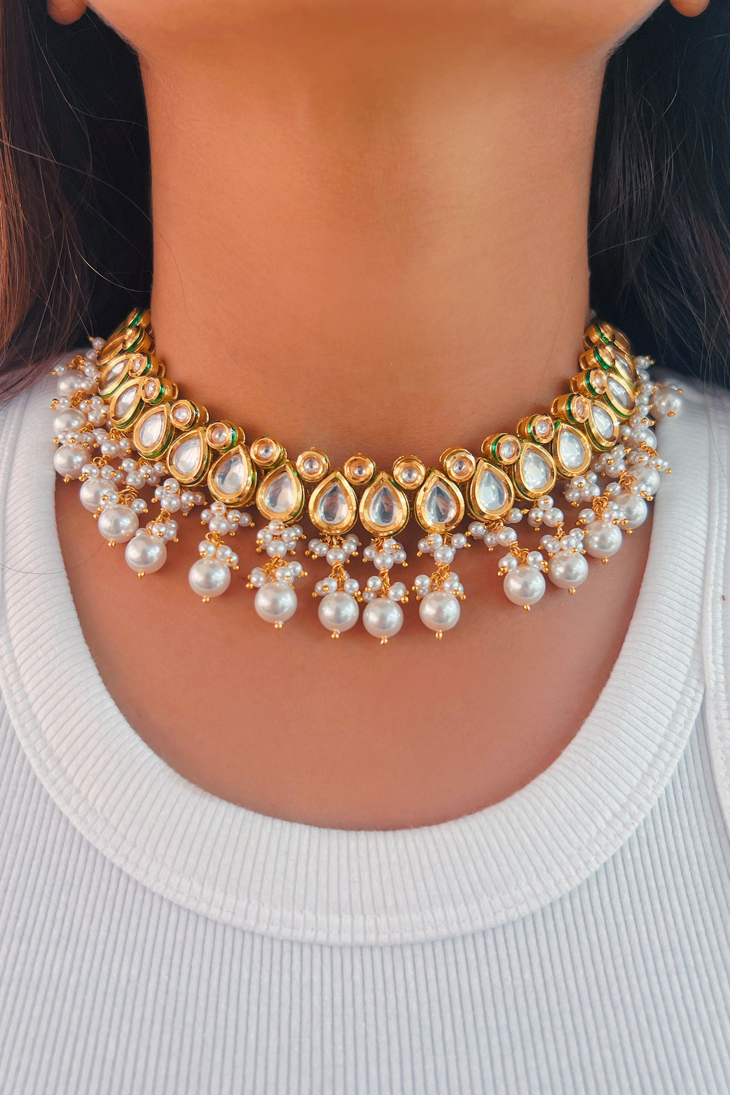 Buy Gold Plated Stone Fidah Embellished Choker by Prerto Online at Aza ...