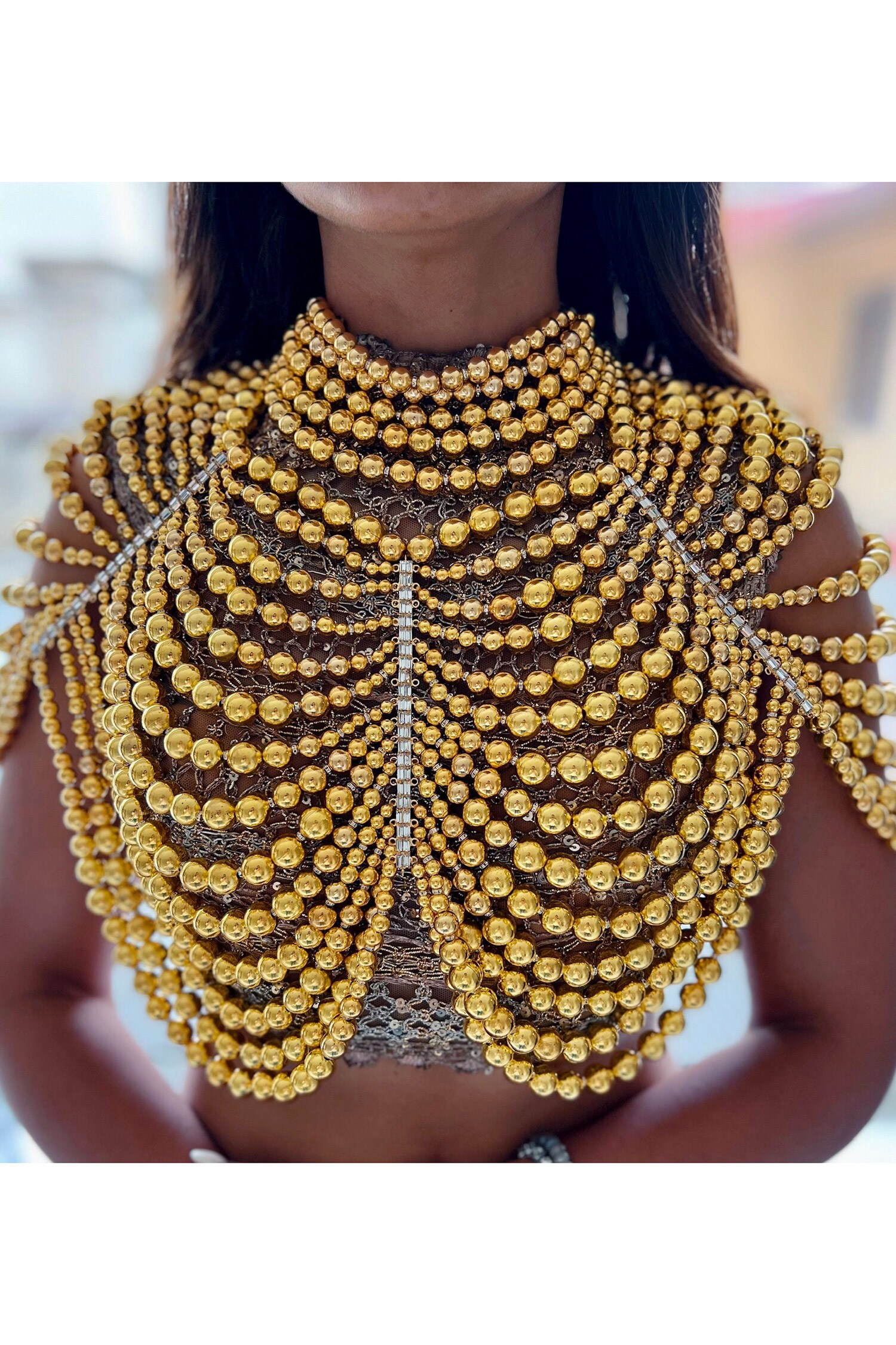 Buy Bead Embellished Layered Cape by Prerto at Aza Fashions