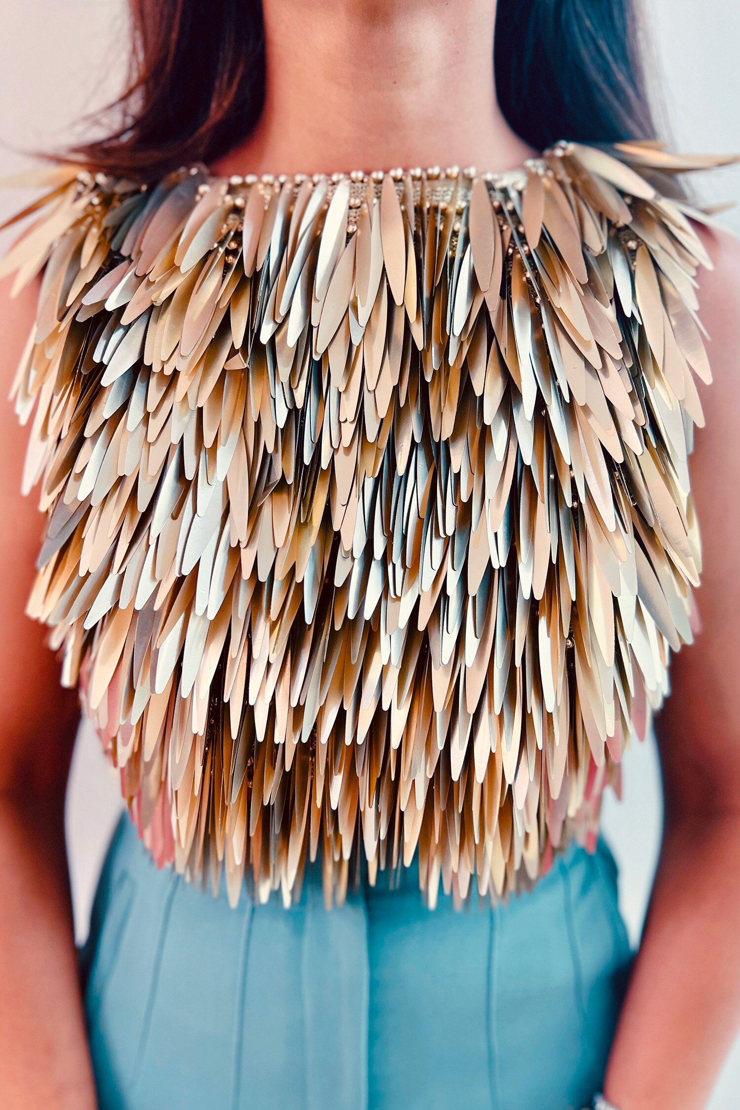 Buy Gold Plated Fringe And Bead Embellished Phoenix Cape by Prerto ...