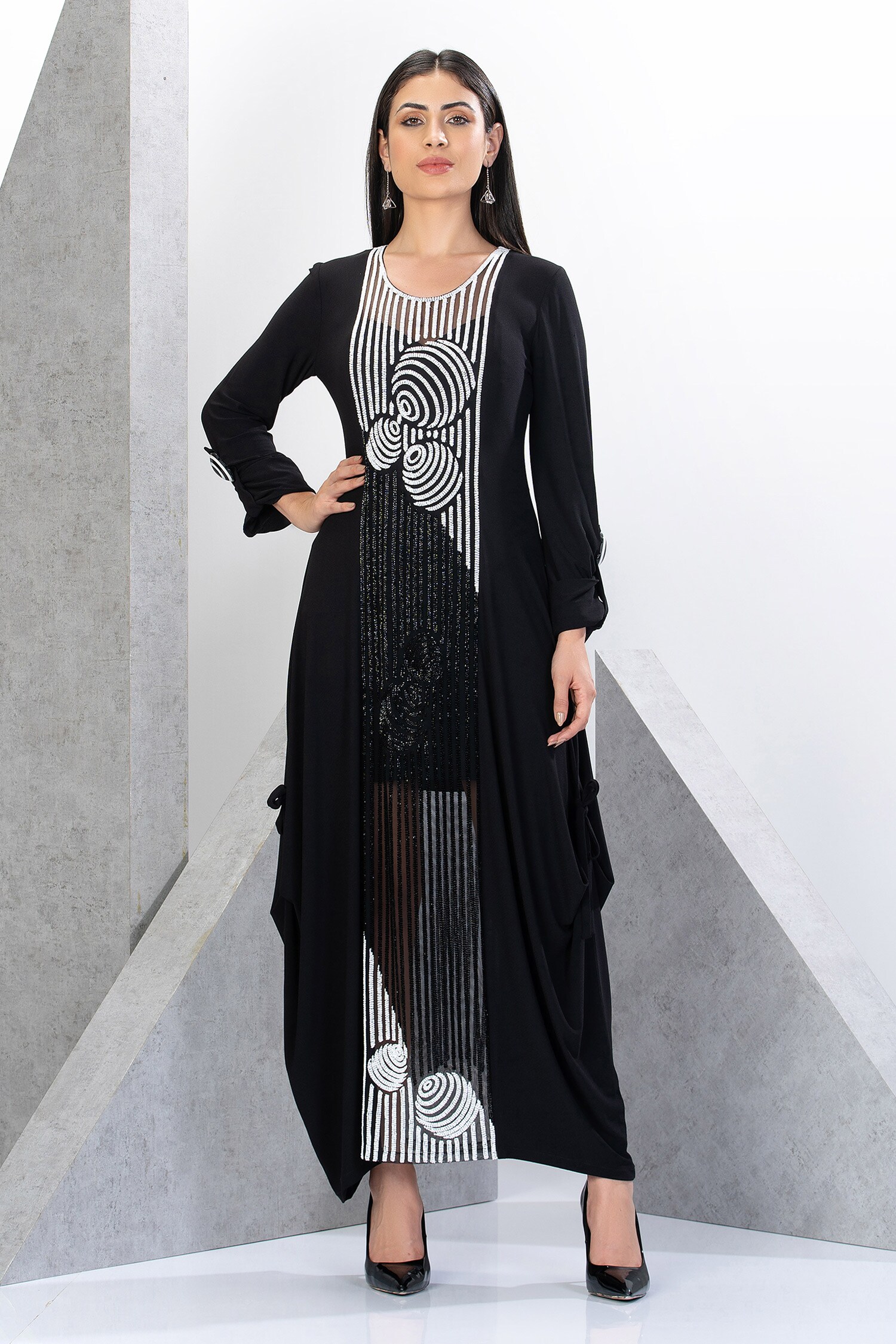 Buy Cutdana Embellished Dress With Inner by Eli Bitton at Aza Fashions