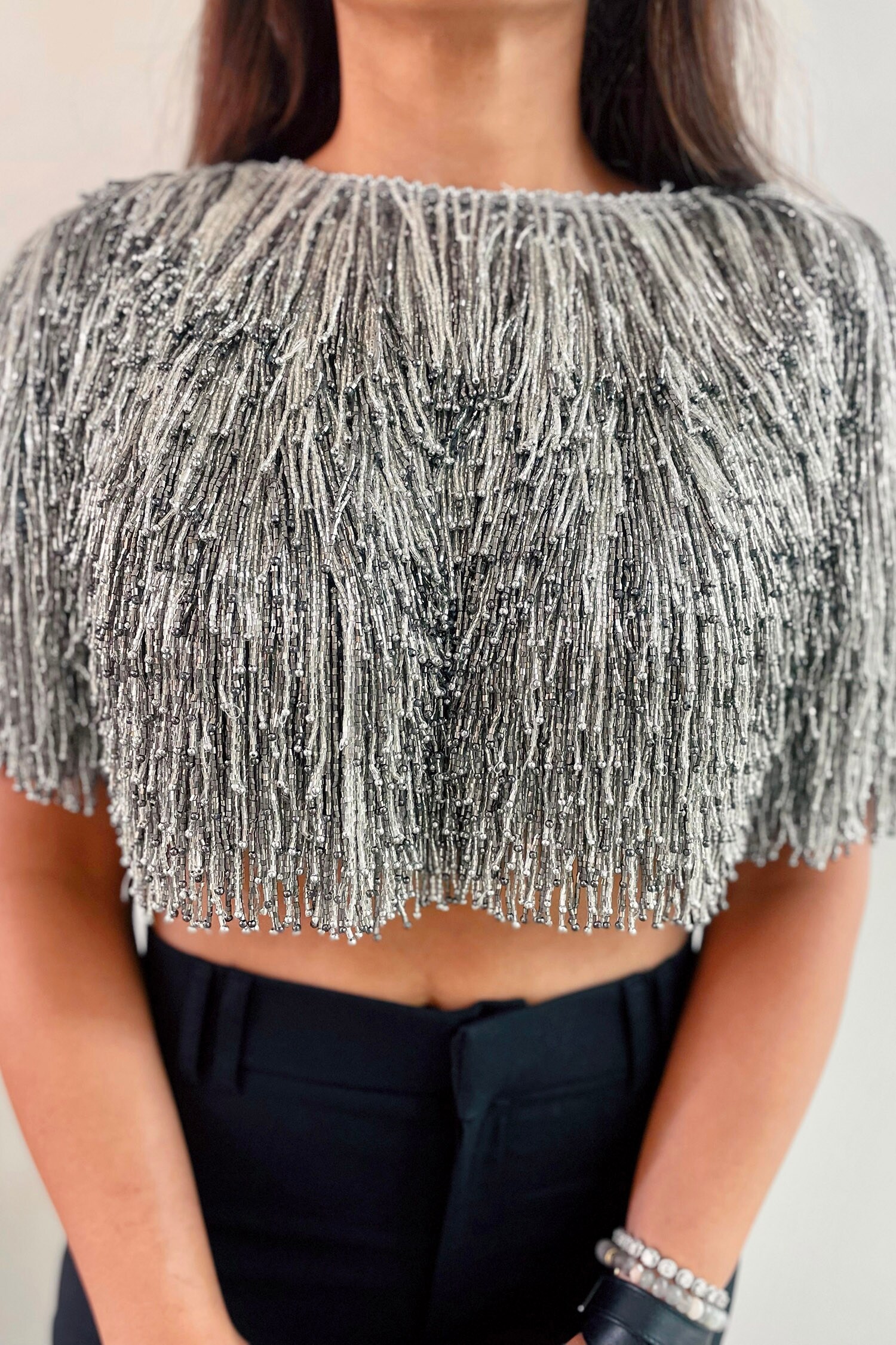 Buy Disco Fringe Cape by Prerto at Aza Fashions