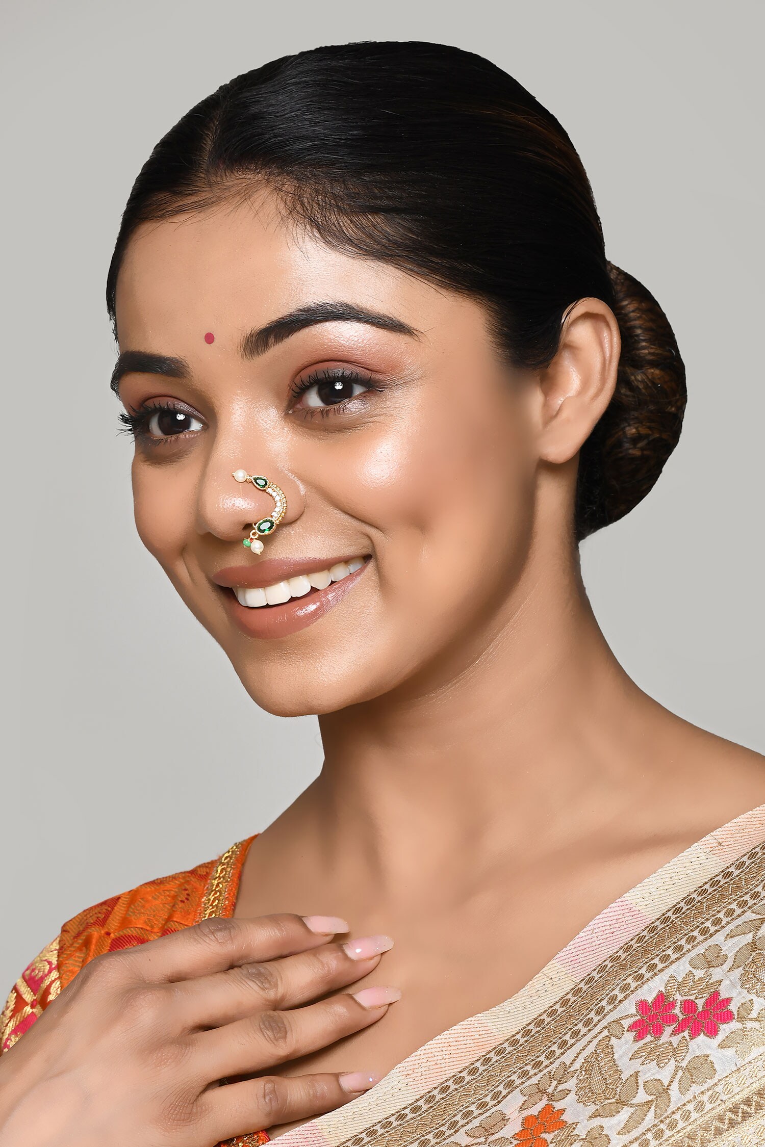 Buy Nazaakat by Samara Singh Bead Drop Nose Ring Online | Aza Fashions