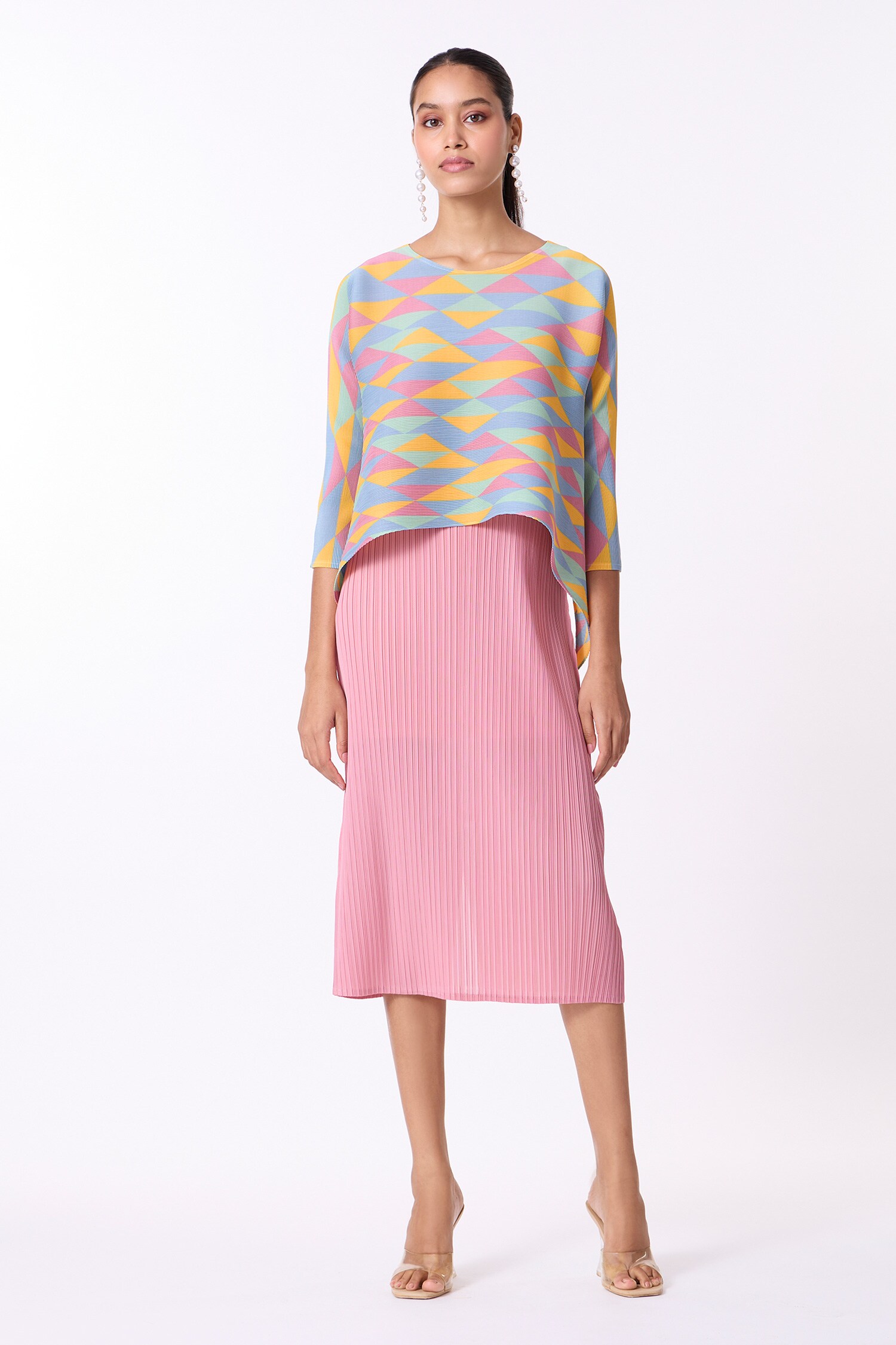 Buy Scarlet Sage Pink Polyester Nolan Crop Top And Printed Dress Online ...