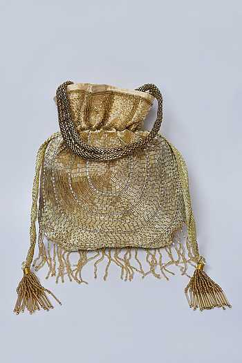Buy Gold Embellished Cutdana Potli Bag by Nayaab by Aleezeh Online at ...
