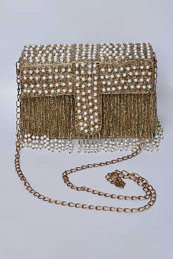Buy Nayaab by Aleezeh Embellished Rectangle Sling Bag Online | Aza Fashions