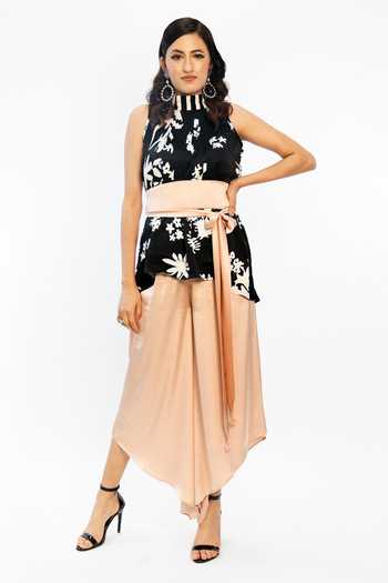 Buy Anmol Kakad Black Satin Silk Bridgette Turtle Neck Top And Pant Set ...