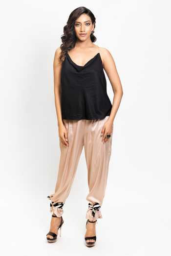 Buy Anmol Kakad Black Satin Silk Margaret Sling Top And Pant Set Online ...