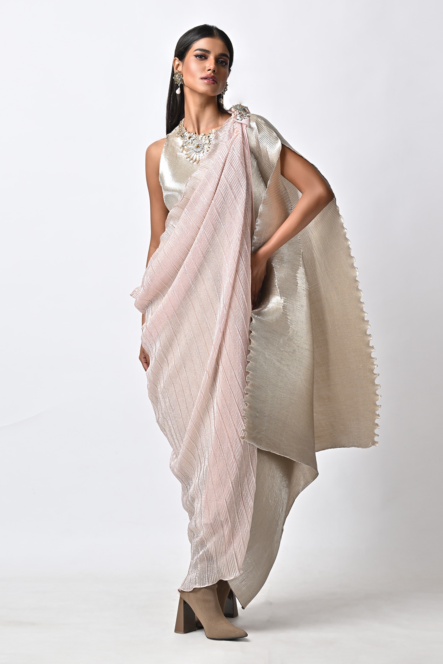 Buy Hand Embroidered Kaftan Dress by Kiran Uttam Ghosh at Aza Fashions