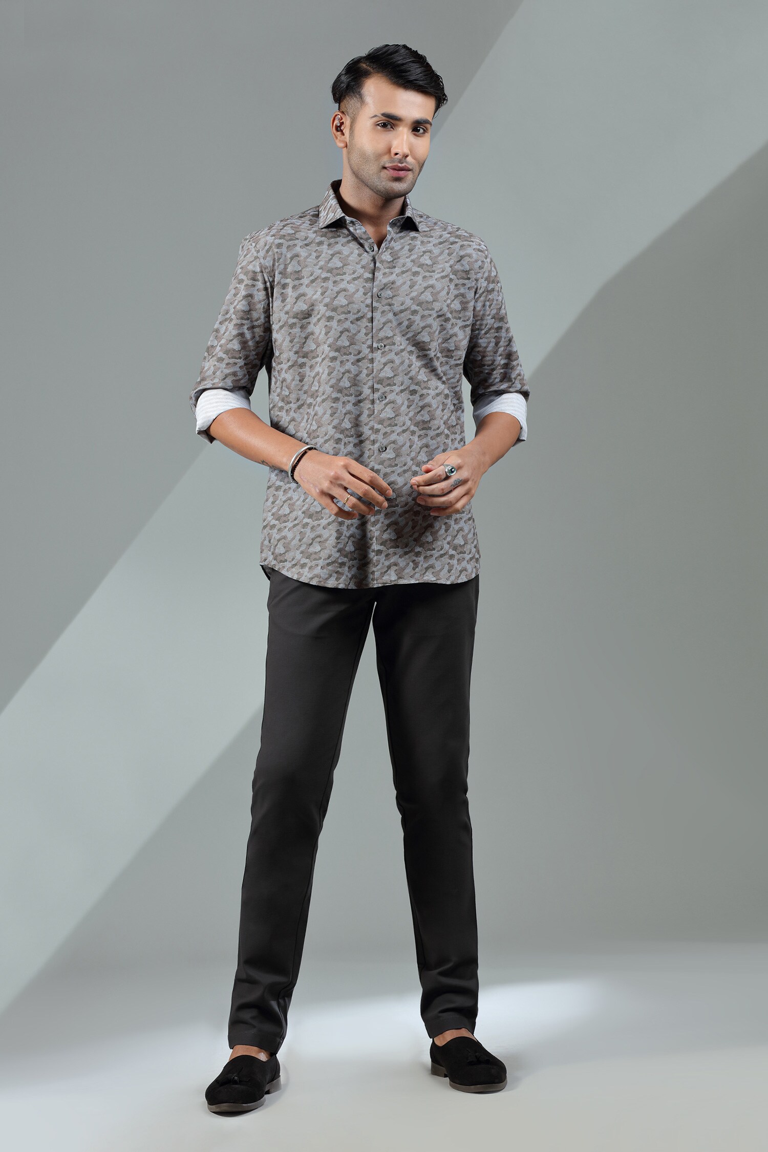 Buy Brown Cotton Abstract Pattern Shirt For Men by Albino Online at Aza ...