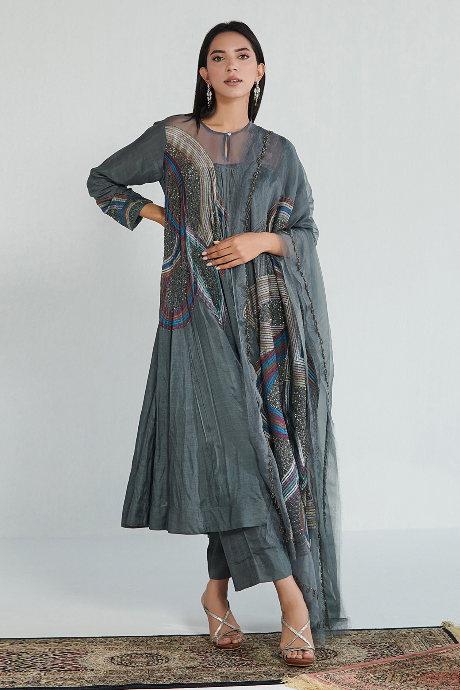 Buy Kanni Embroidered Pleated Anarkali Set by Neelu Sethi at Aza Fashions