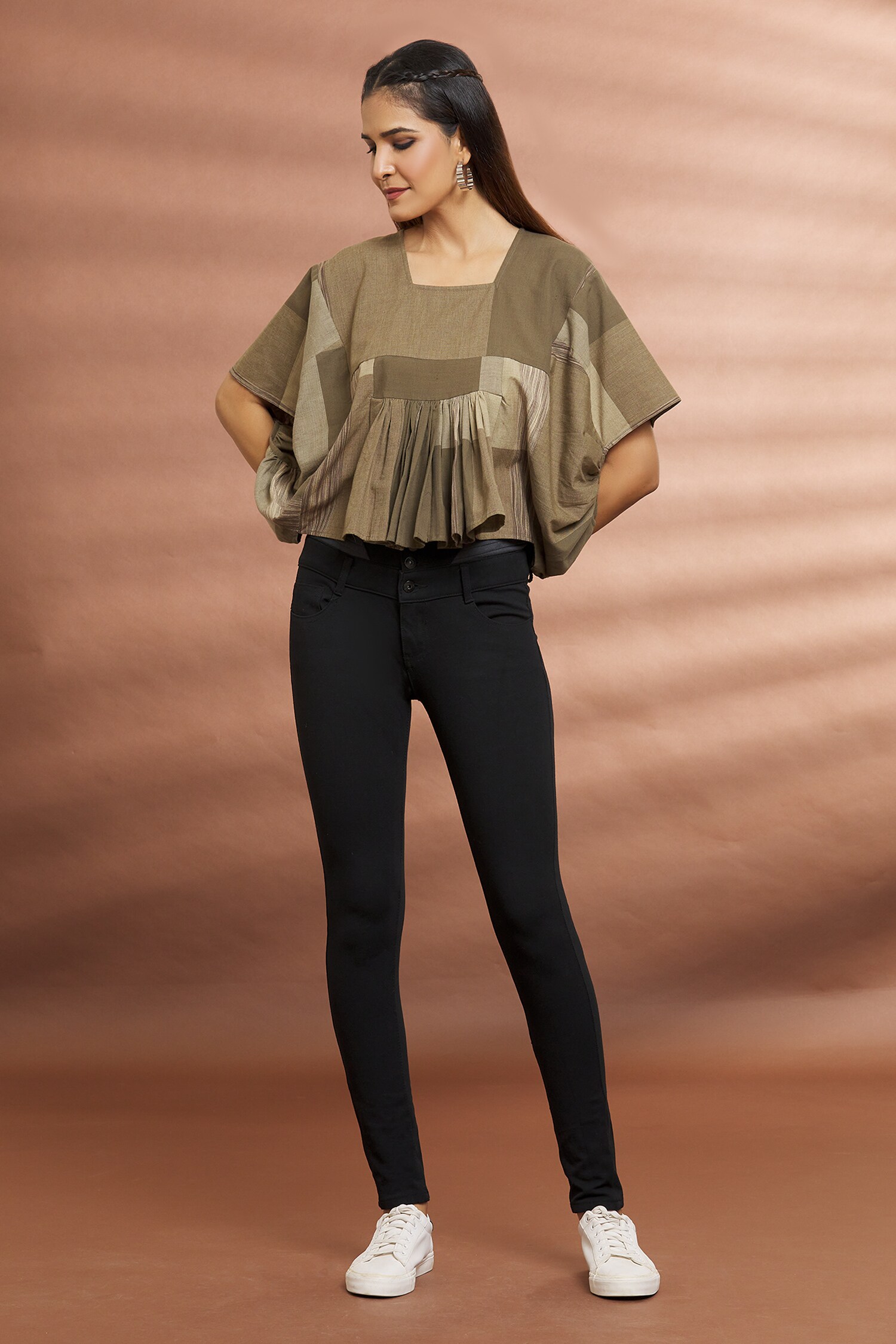 Buy Checkered Pattern Top by Naintara Bajaj at Aza Fashions