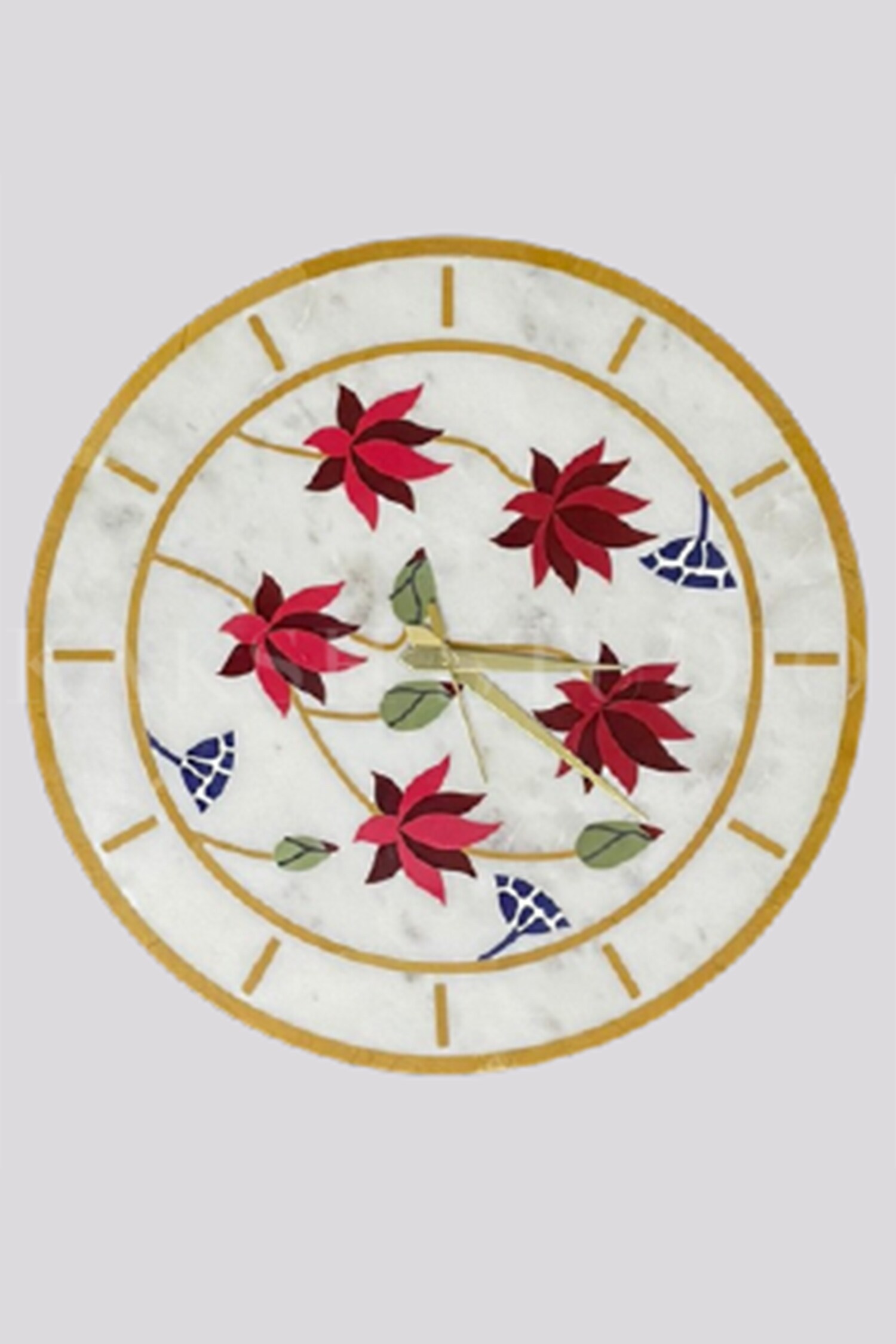 Buy Lotus Marble Inlay Wall Clock by Kaksh Studio at Aza Fashions