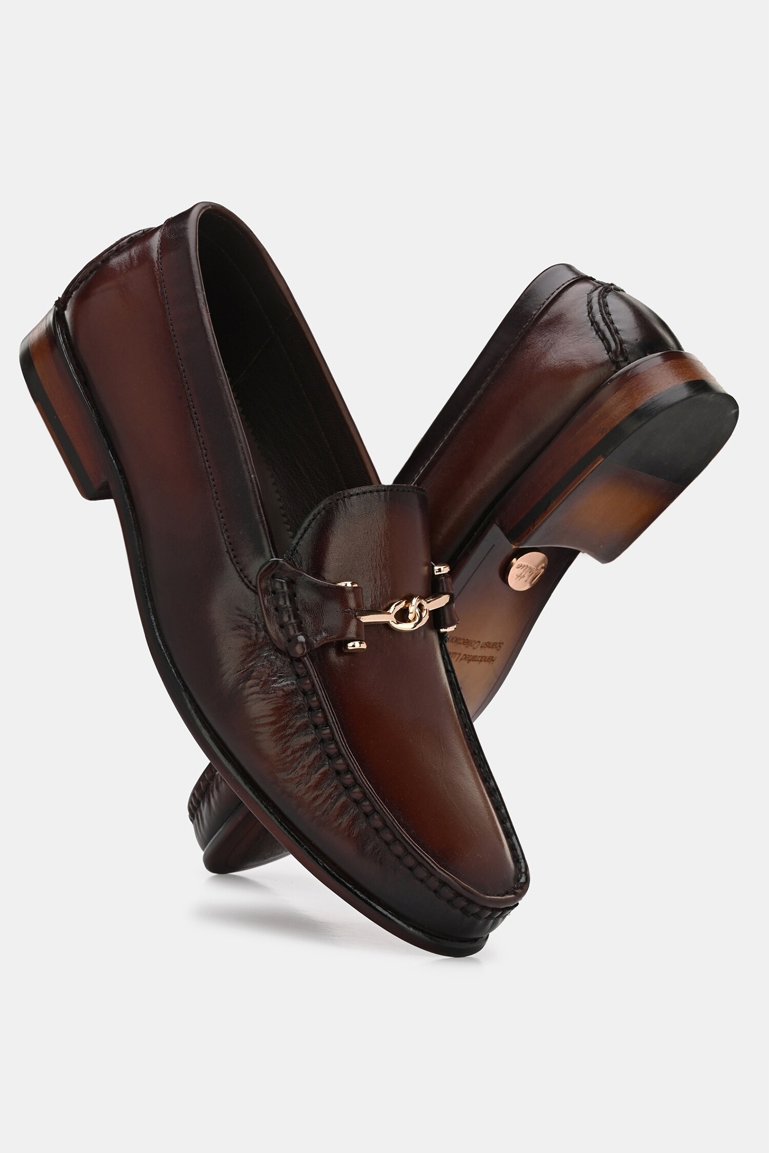 Buy Brown Leather Matte Loafers For Men by Lafattio Online at Aza Fashions.