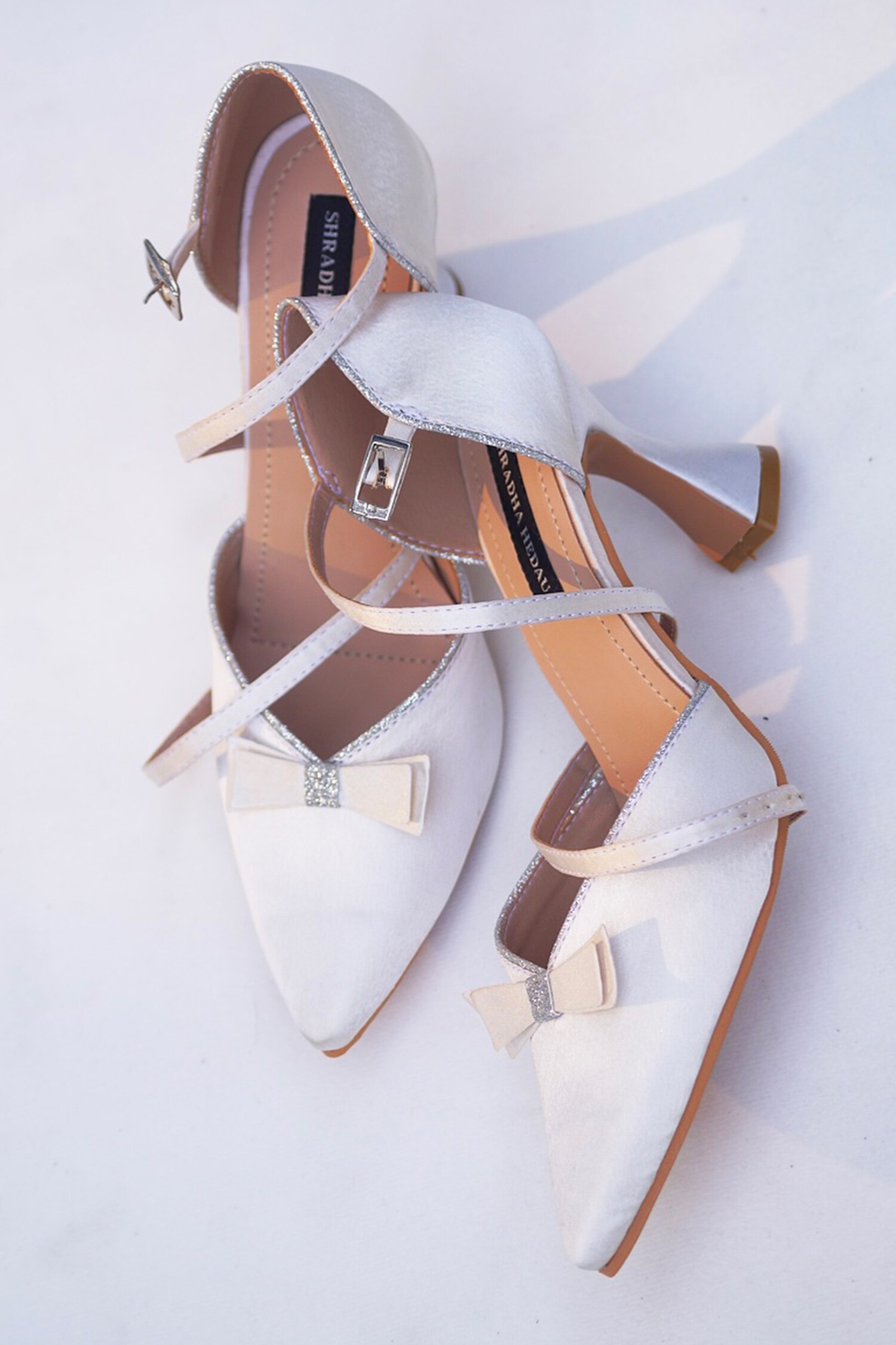 Buy Rosett Bow Embellished Heels by Shradha Hedau Footwear Couture at ...